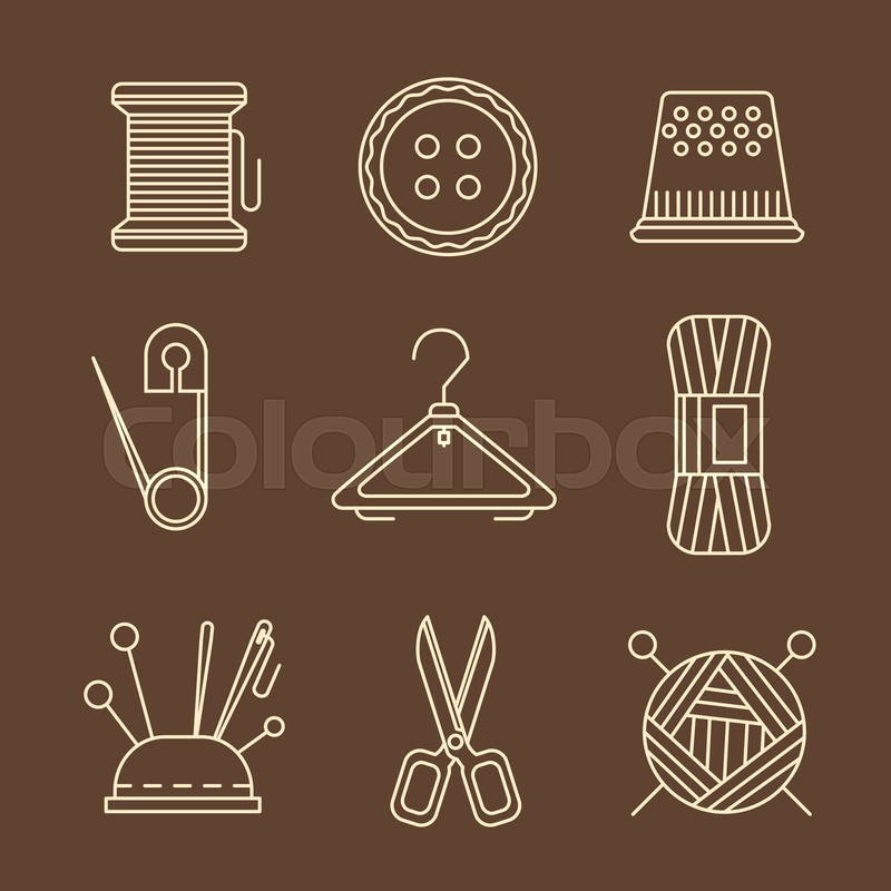 Vector Sewing Equipment And Needlework Icons Set Colourbox