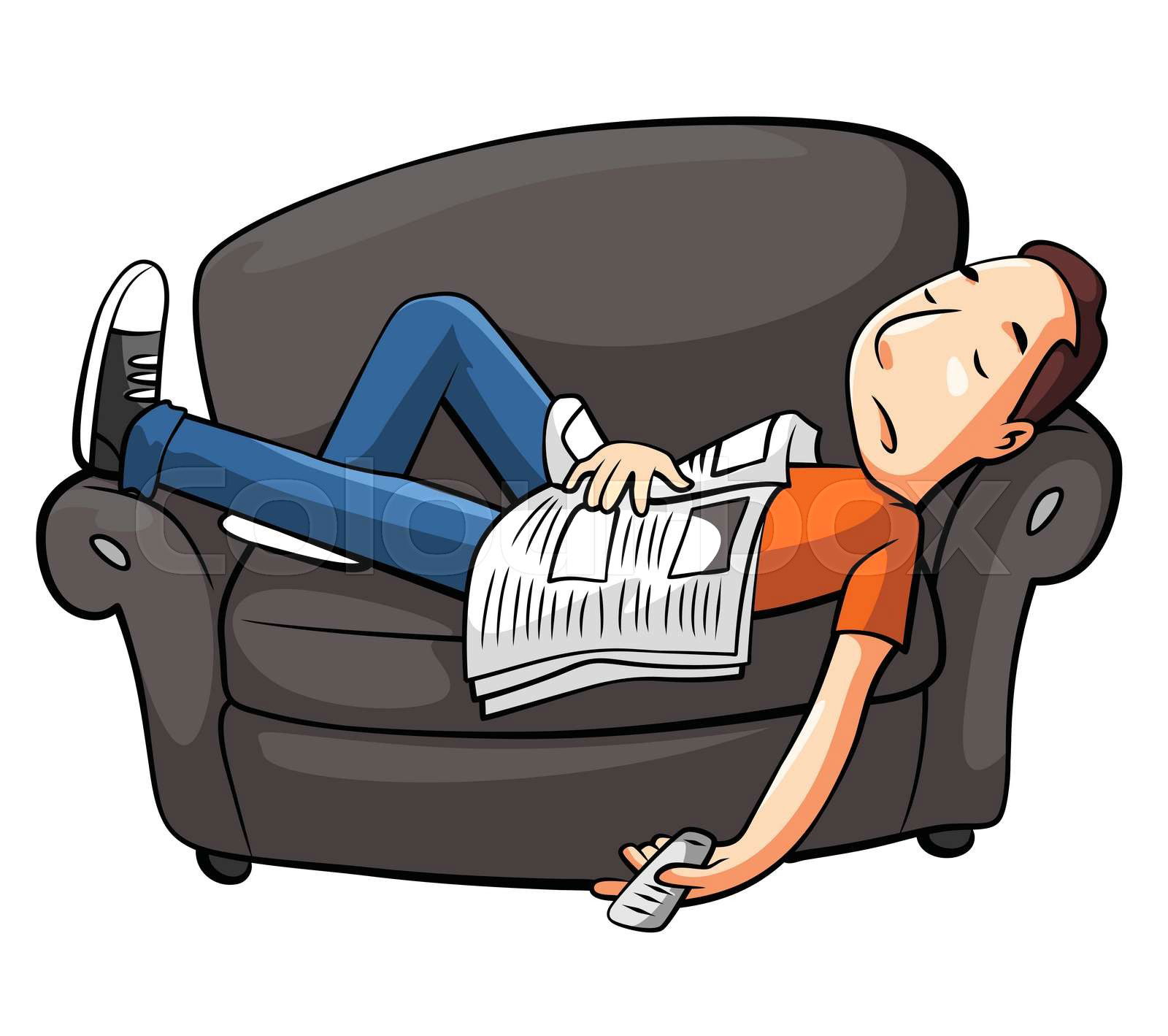 Lazy Man Sleep On Sofa Colourbox