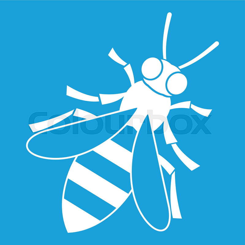 Honey Bee Icon White Isolated On Blue Background Vector Illu Colourbox