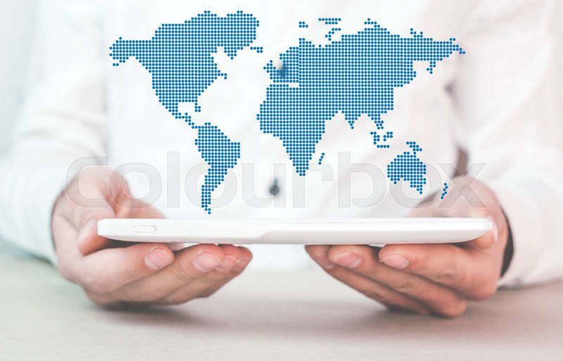 Businessman Holding World Map Colourbox