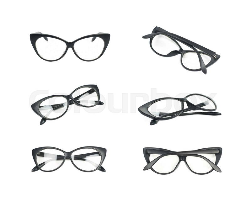 Pair Of Black Plastic Sight Glasses Isolated Over The White Colourbox