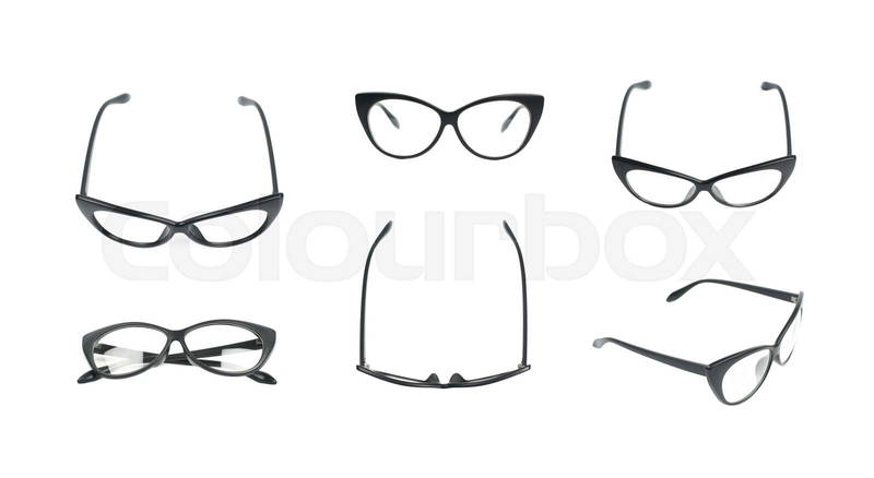 Pair Of Black Plastic Sight Glasses Isolated Over The White Colourbox