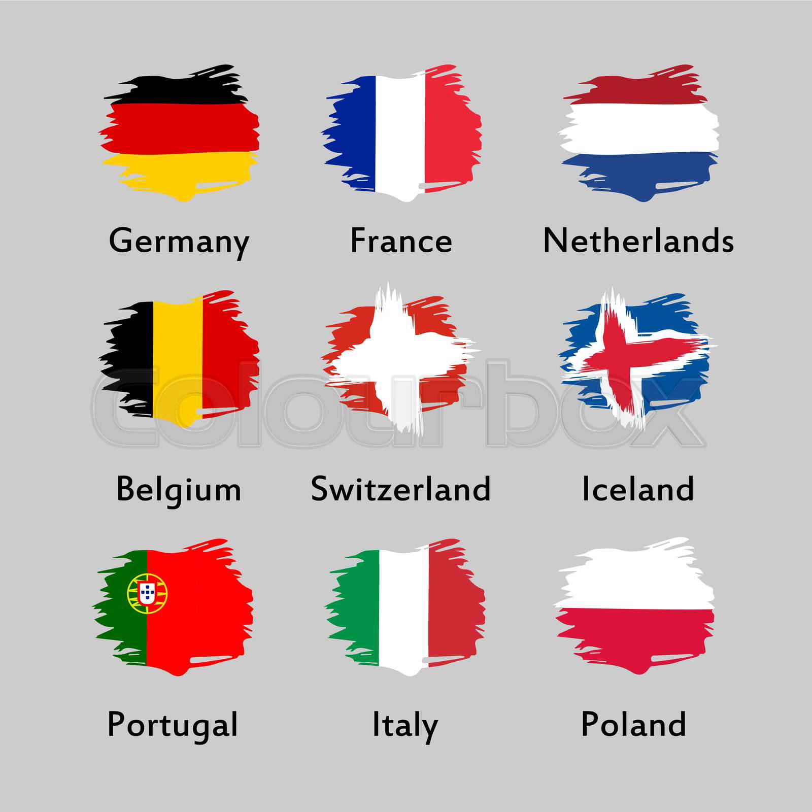Flags Different Countries In Hand Drawn Style Stock Vector Colourbox