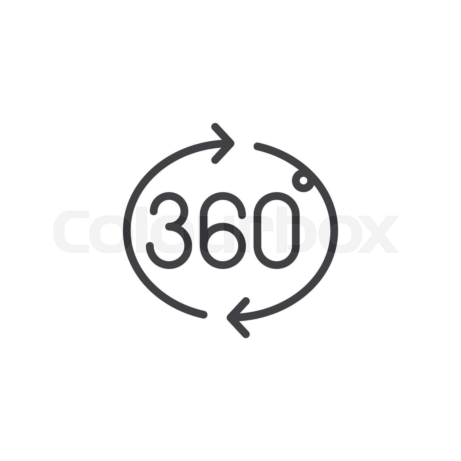 360 degrees view outline icon. linear style sign for mobile Colourbox