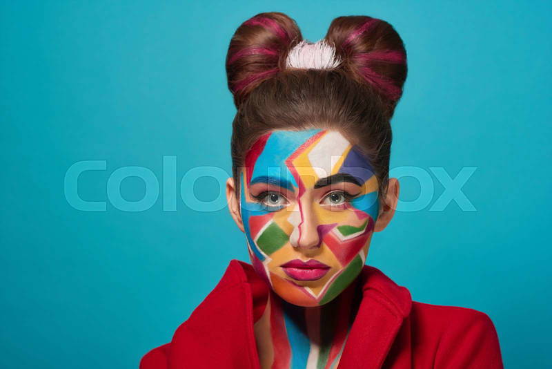 Fashion Model Looks Like Comic Character Has Creative Colo Colourbox