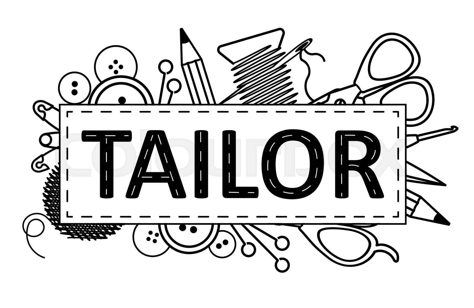 Tailor logo design. Can use as label signboard for atelier Colourbox