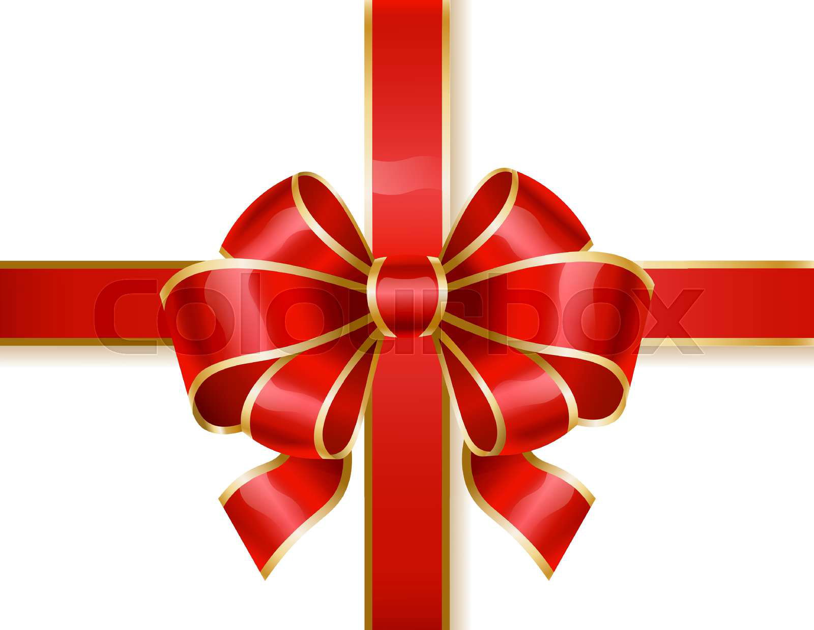Ribbon bow made of fabric satin. Isolated red stripe with kn Colourbox