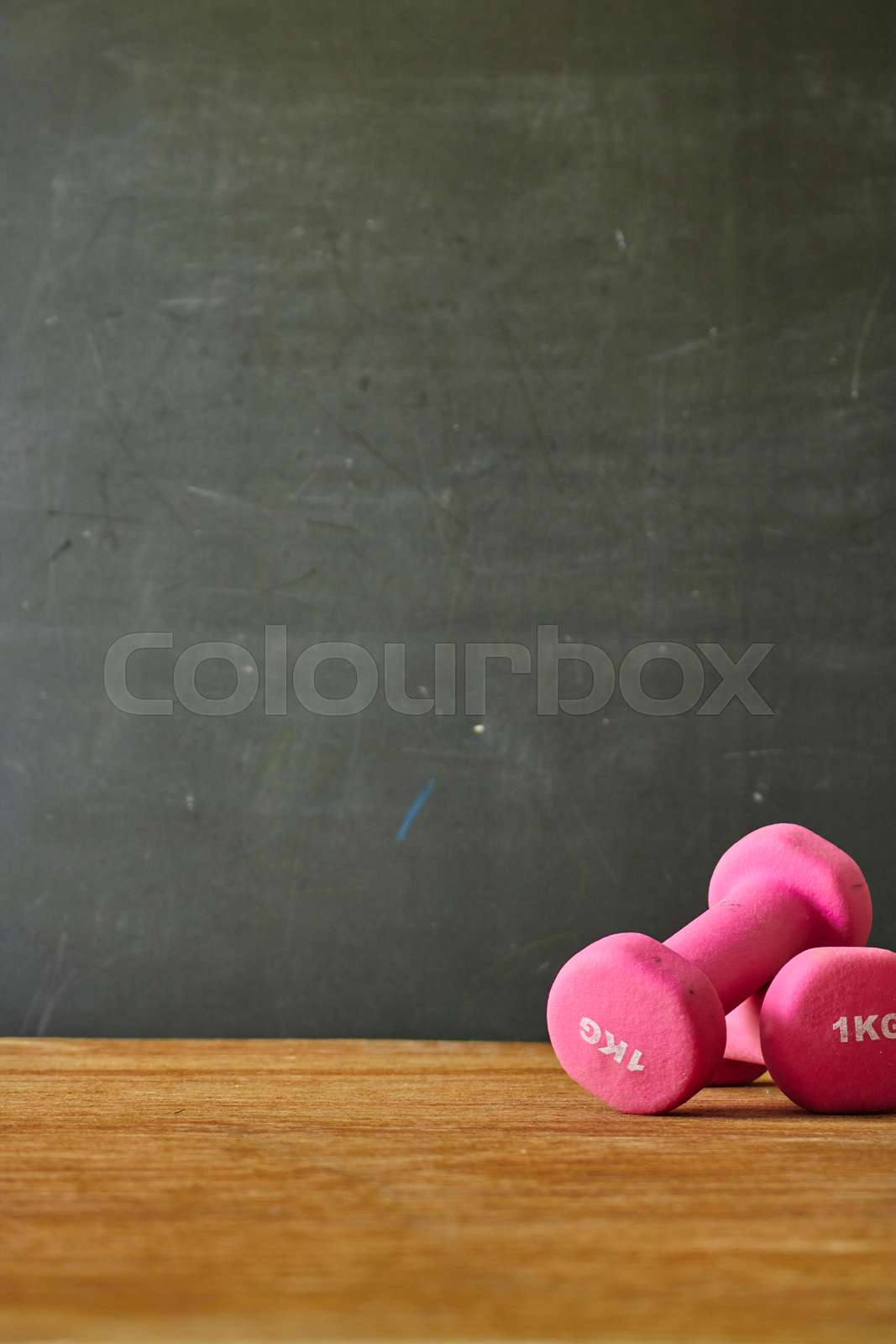 A studio photo of a work out black board Colourbox