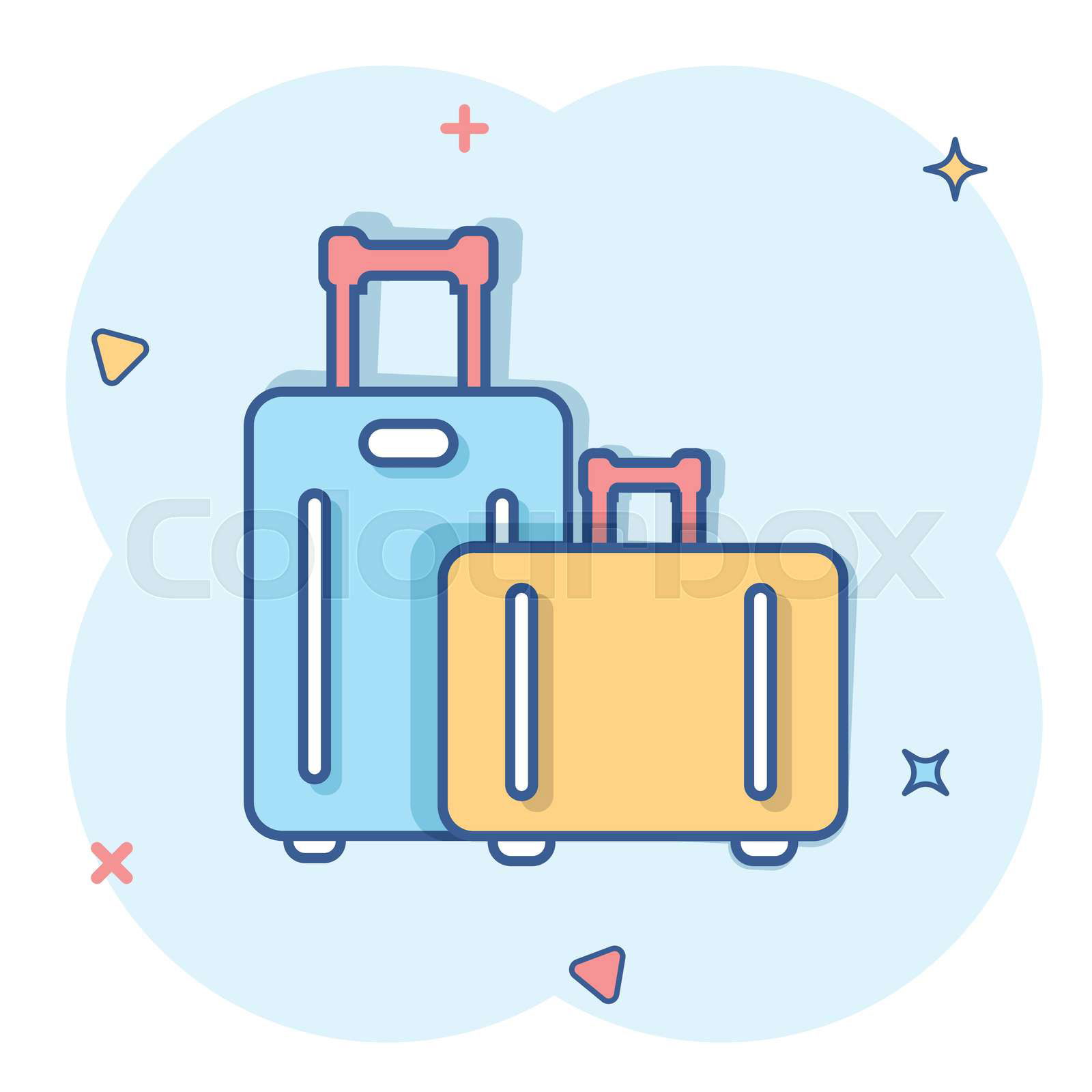 Travel bag icon in comic style. Luggage cartoon vector illus Colourbox