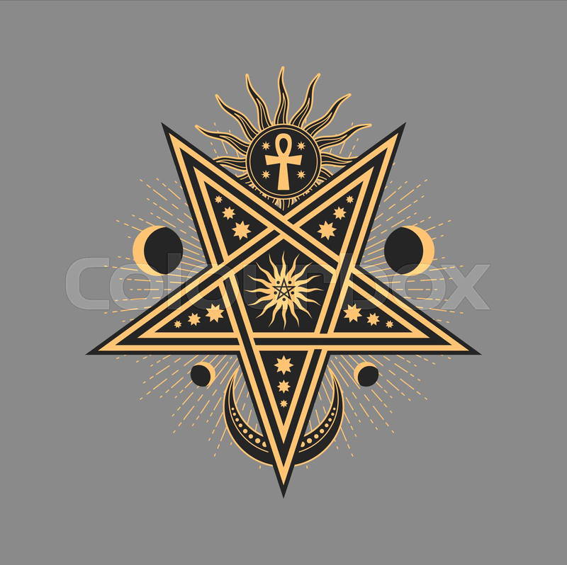 Mason Sign Occult And Esoteric Symbol Eye Ankh Stock Vector