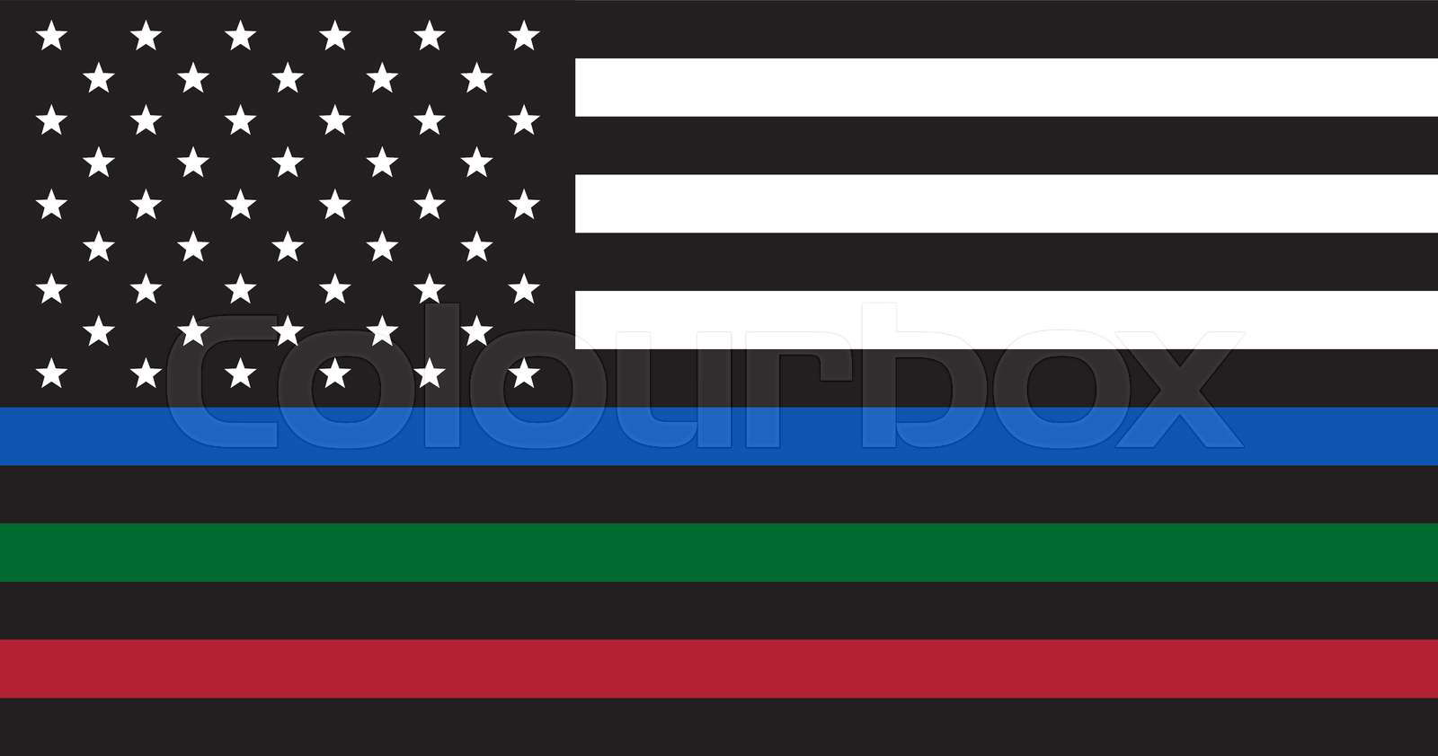 Black and white american flag with blue and red stripe store