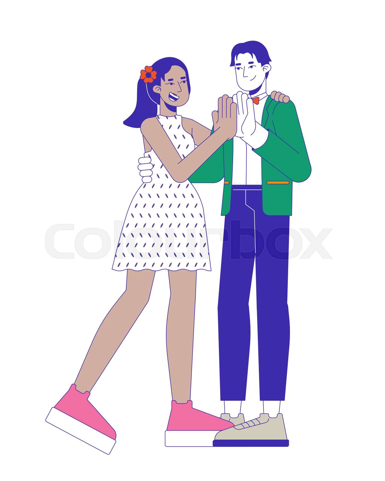 High School Sweethearts Dancing 2d Cartoon Characters Prom Colourbox