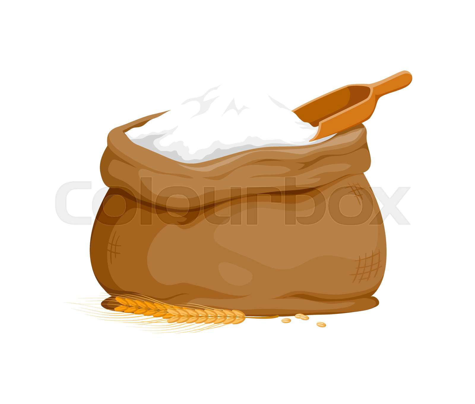 Barley flour bag. Isolated cartoon vector large brown burlap Colourbox